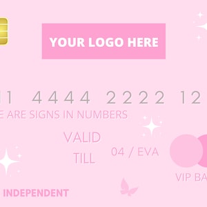 Pink Credit Card Business Card | Digital Download | Template | Fully ...