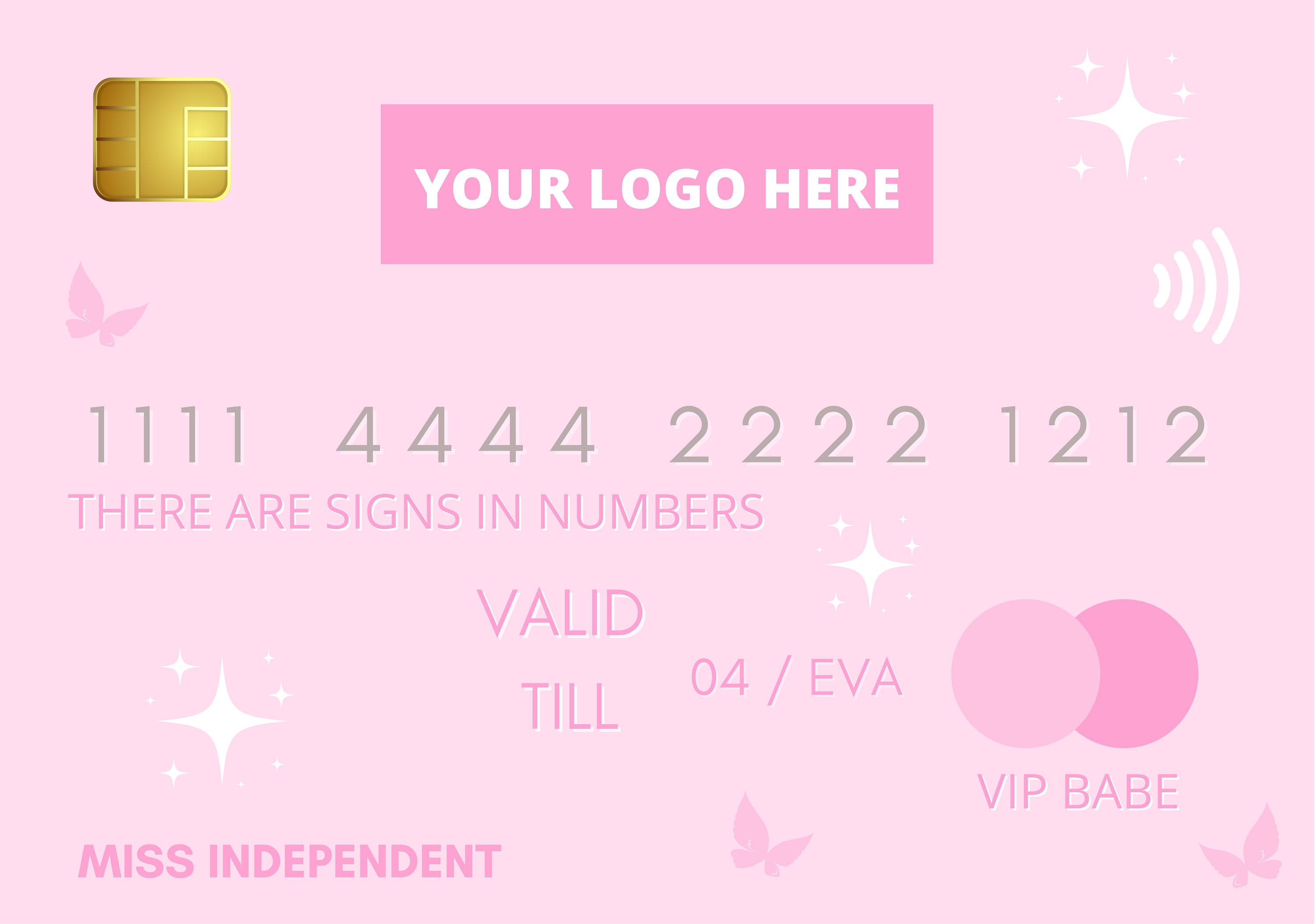 Pink Credit Card Business Card | Digital Download | Template | Fully ...