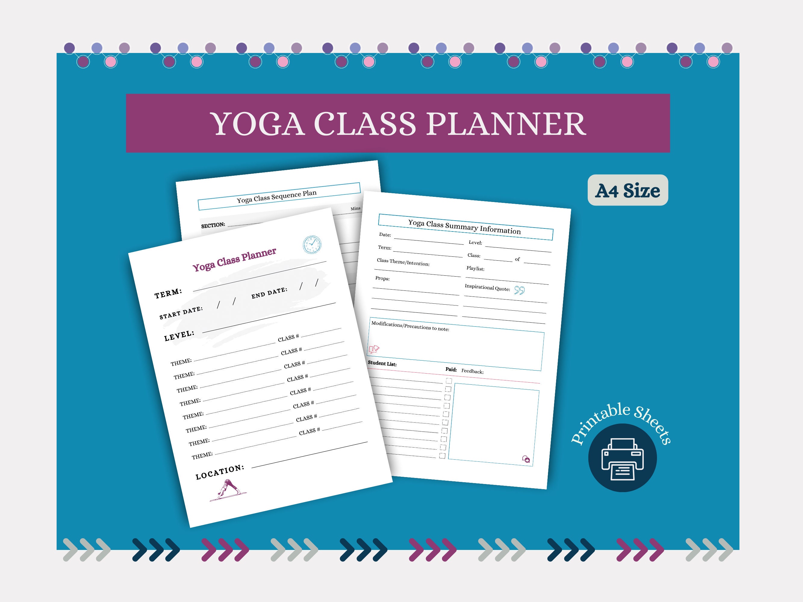 Yoga Class Planner, Printable Yoga Teacher Organiser, A4 Printable Yoga ...