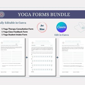 Yoga Forms Bundle, Editable Canva Templates, Forms for Yoga Teachers ...