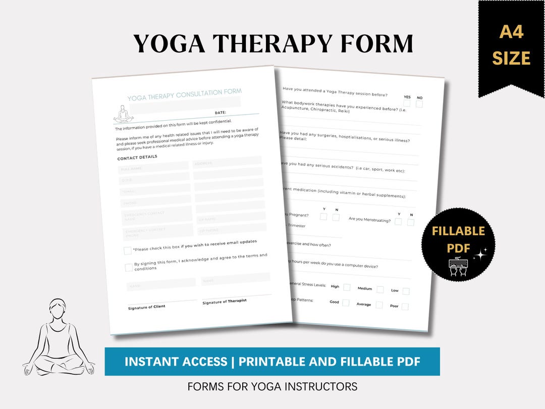 Yoga Therapy Form, A4 Size Yoga Therapy Consultation Form, Yoga Teacher ...