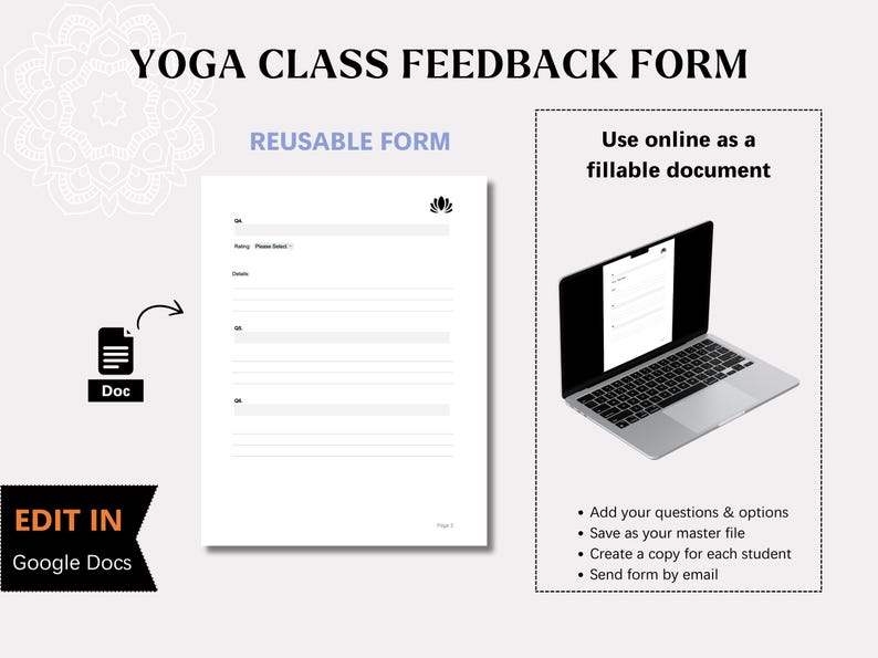 Yoga Class Feedback Form: Google Docs Template (digital Download) - Etsy