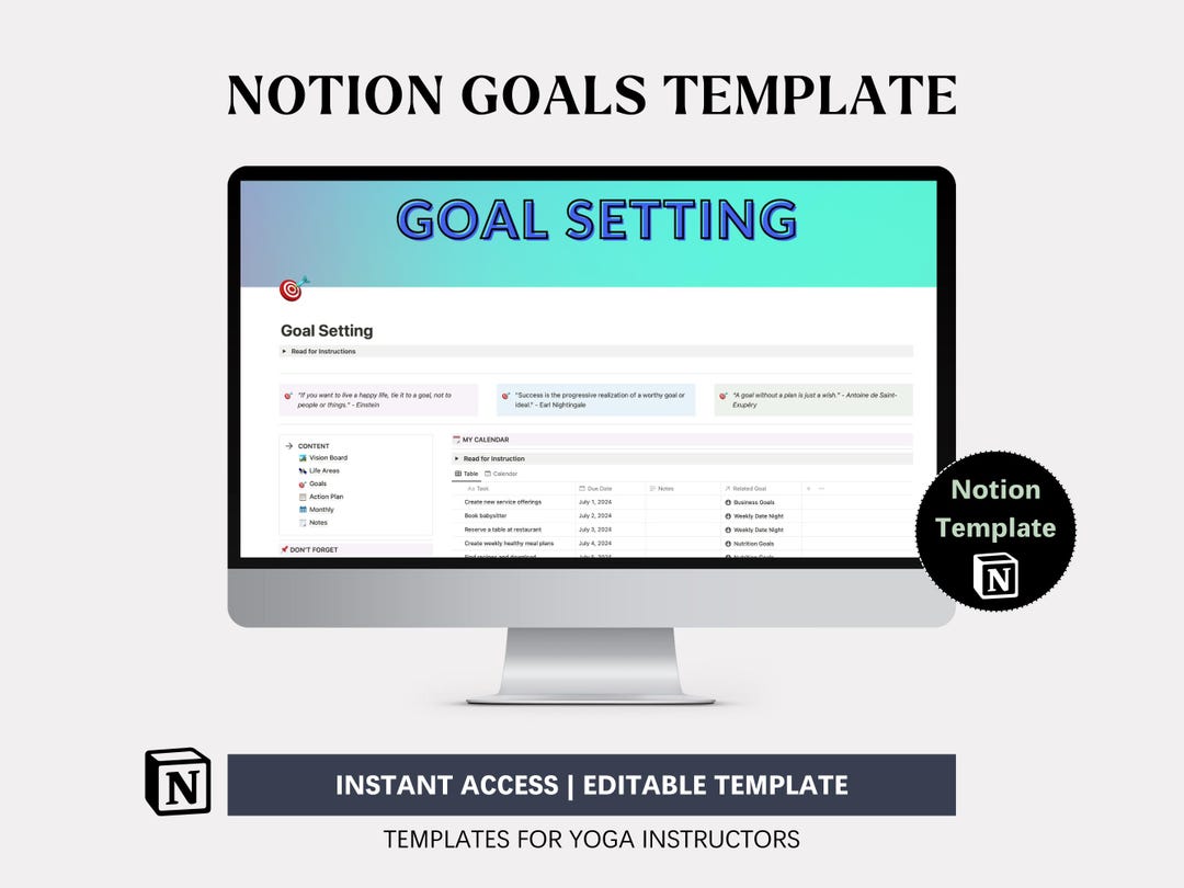 Notion Goal Setting Template, Notion Planner Template, Notion Life Goals and Vision Board ...