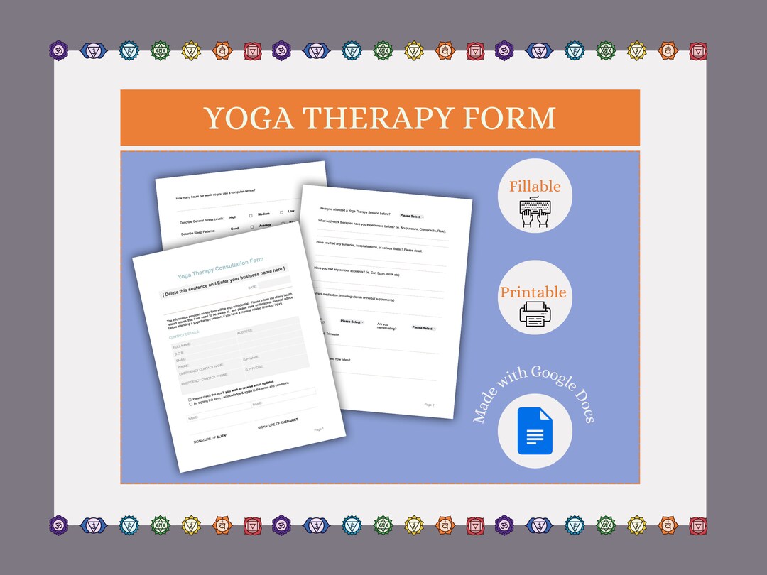 Yoga Therapy Consultation Form, Editable Yoga Therapy Google Docs ...