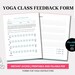 Yoga Class Feedback Form: US Size Fillable PDF for Instructors - Etsy