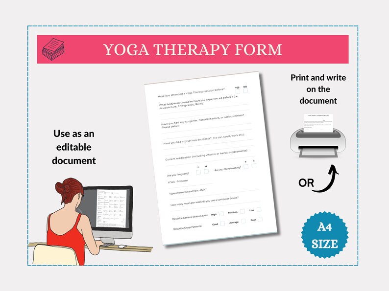 Yoga Therapy Consultation Form, Fillable Yoga Therapy Form, Yoga Client ...