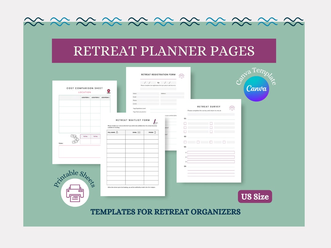 Yoga Retreat Planner Pages, Printable Yoga Retreat Organizer Template ...