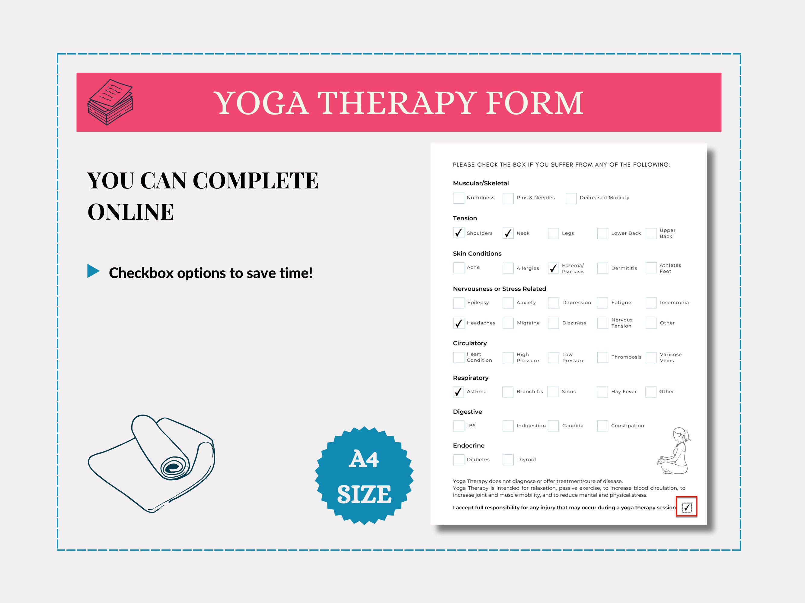Yoga Therapy Consultation Form, Fillable Yoga Therapy Form, Yoga Client ...