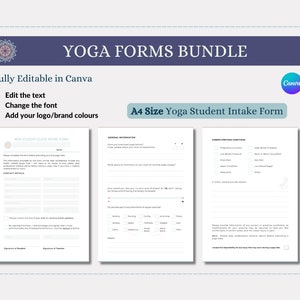 Yoga Forms Bundle, Editable Canva Templates, Forms for Yoga Teachers ...