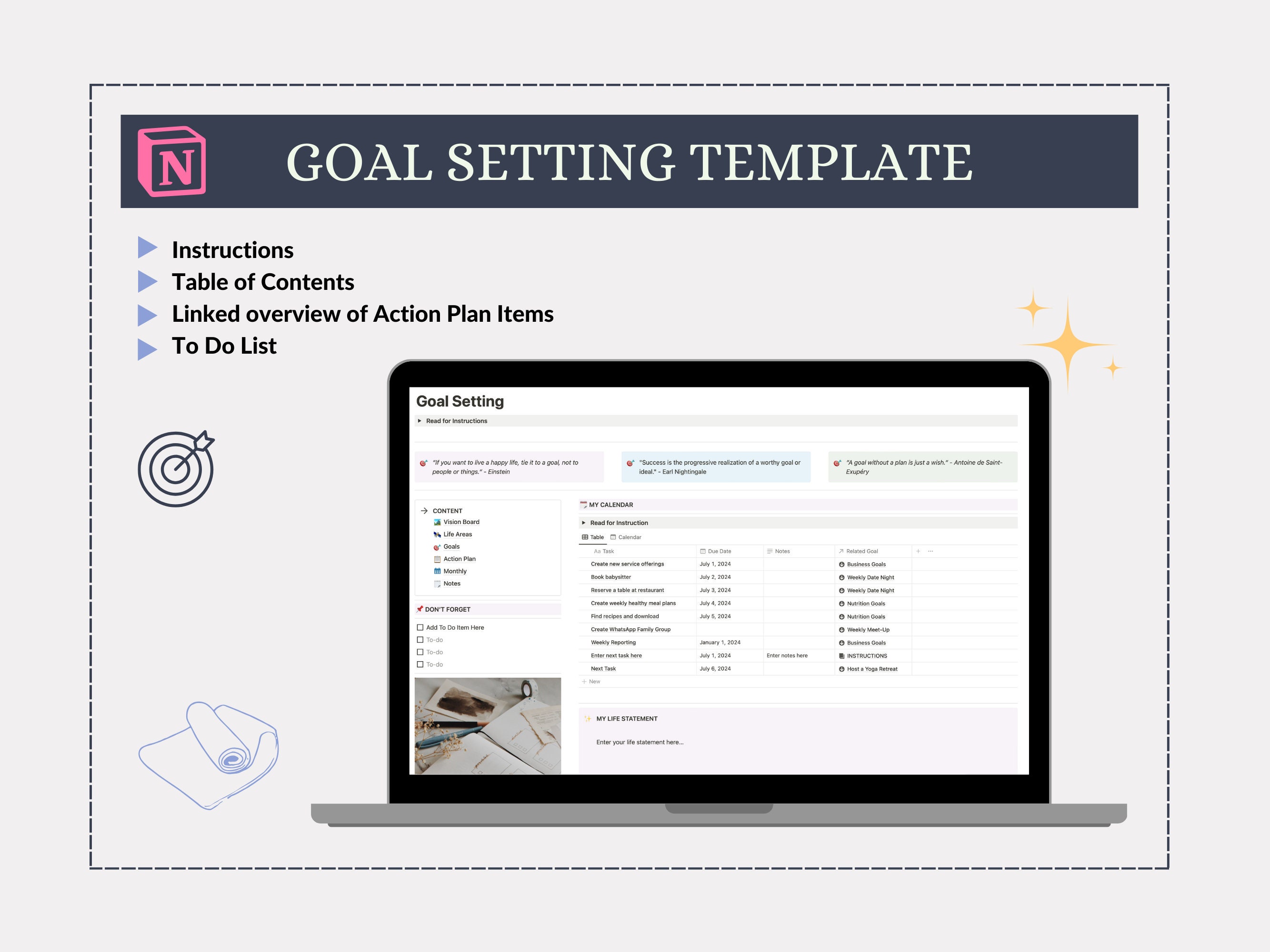 Notion Goal Setting Template, Notion Planner Template, Notion Life ...