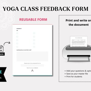 Yoga Class Feedback Form: US Size Fillable PDF for Instructors - Etsy