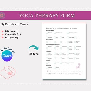 Yoga Consultation Form, Editable Canva Yoga Form, Yoga Teachers and ...