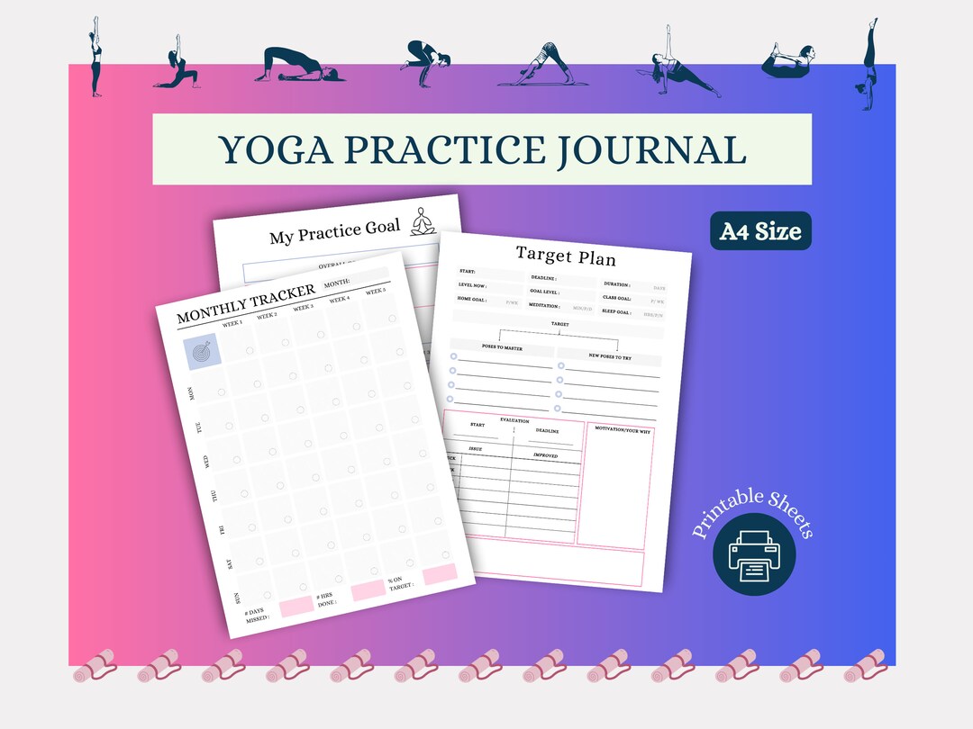 Yoga Practice Journal, A4 Size Printable Yoga Home Practice Planner ...