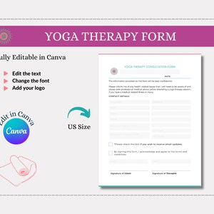 Yoga Consultation Form, Editable Canva Yoga Form, Yoga Teachers and ...