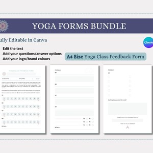 Yoga Forms Bundle, Editable Canva Templates, Forms for Yoga Teachers ...