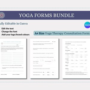 Yoga Forms Bundle, Editable Canva Templates, Forms for Yoga Teachers ...