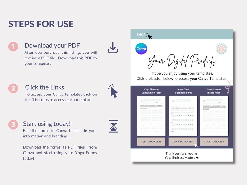 Yoga Forms Bundle, Editable Canva Templates, Forms for Yoga Teachers ...
