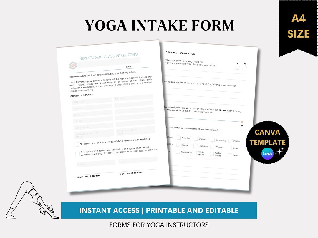 Yoga Intake Form, Editable Canva Yoga Template, Yoga Student ...