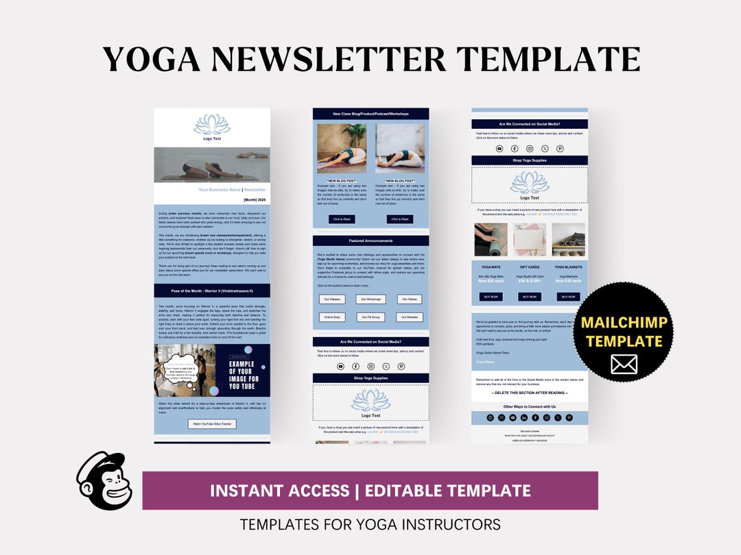Yoga Newsletter Template, Editable Mailchimp Yoga Email Newsletter ...