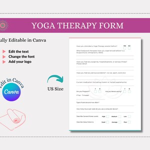 Yoga Consultation Form, Editable Canva Yoga Form, Yoga Teachers and ...