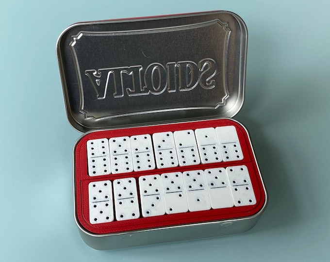 Travel Dominoes in Altoids Tin - Mini Domino Double Six With Tile Racks ...
