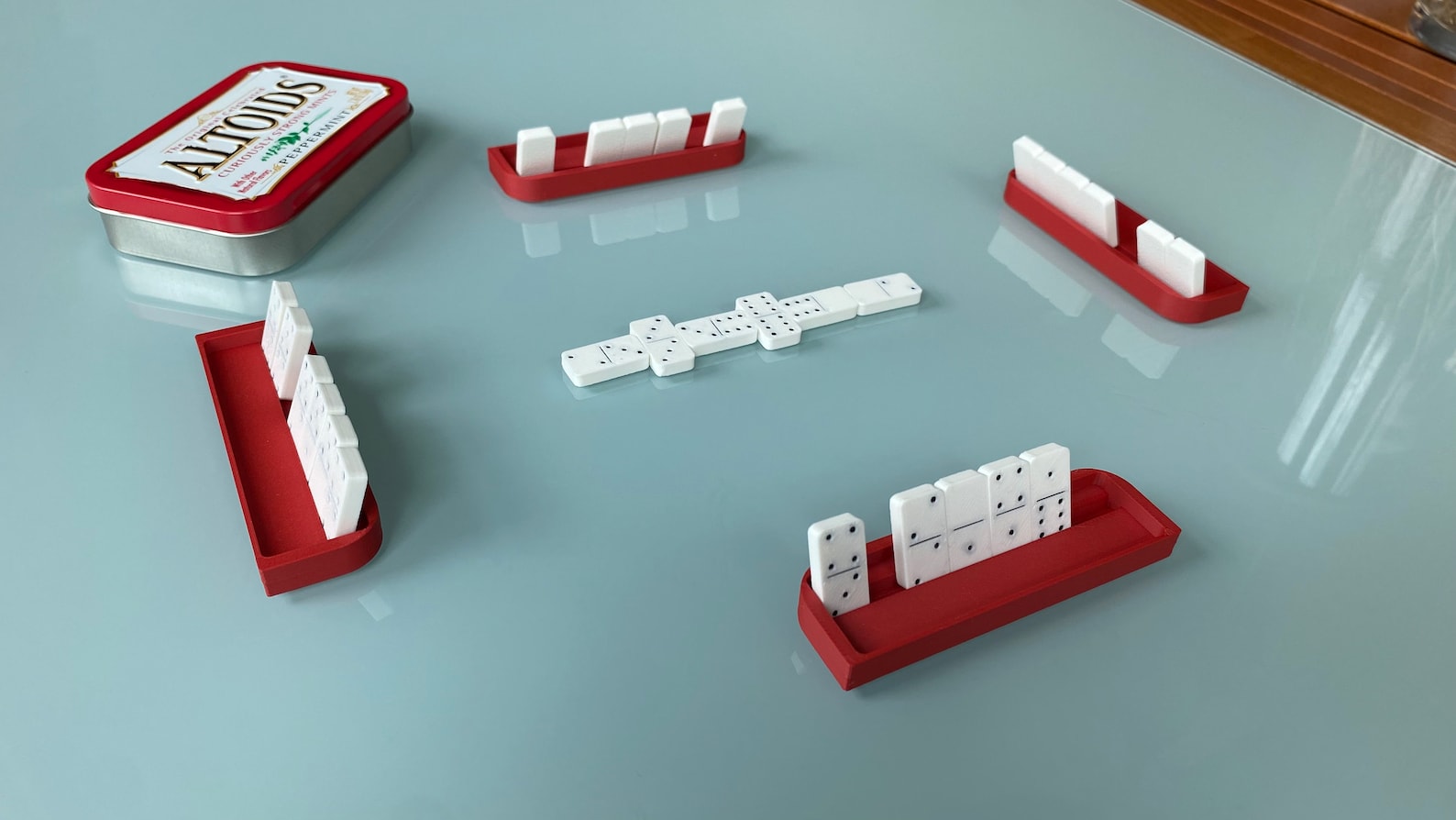 Travel Dominoes in Altoids Tin - Mini Domino Double Six With Tile Racks ...