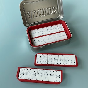 Travel Dominoes in Altoids Tin - Mini Domino Double Six With Tile Racks ...