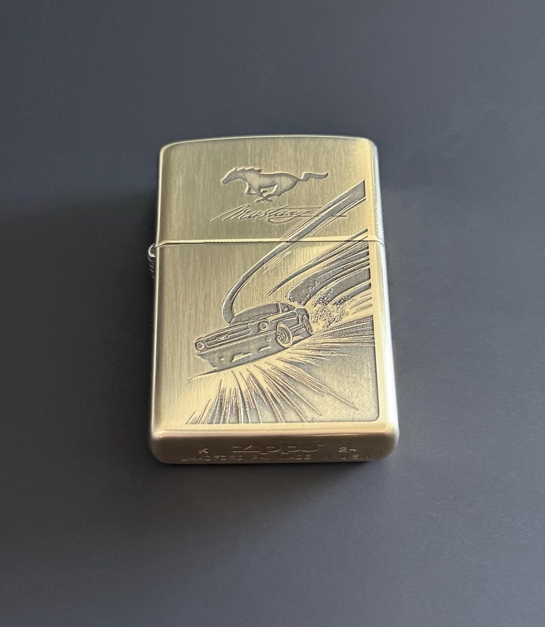Classic Ford Mustang Inspired - Brass Zippo Lighter With Custom Deep ...