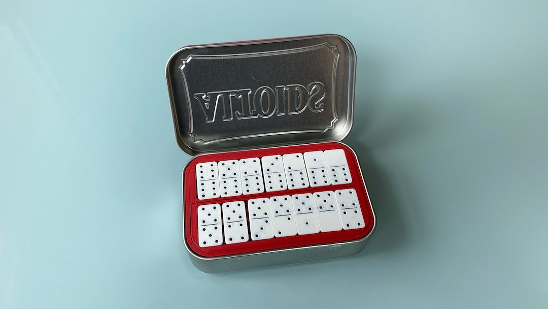 Travel Dominoes in Altoids Tin - Mini Domino Double Six With Tile Racks ...