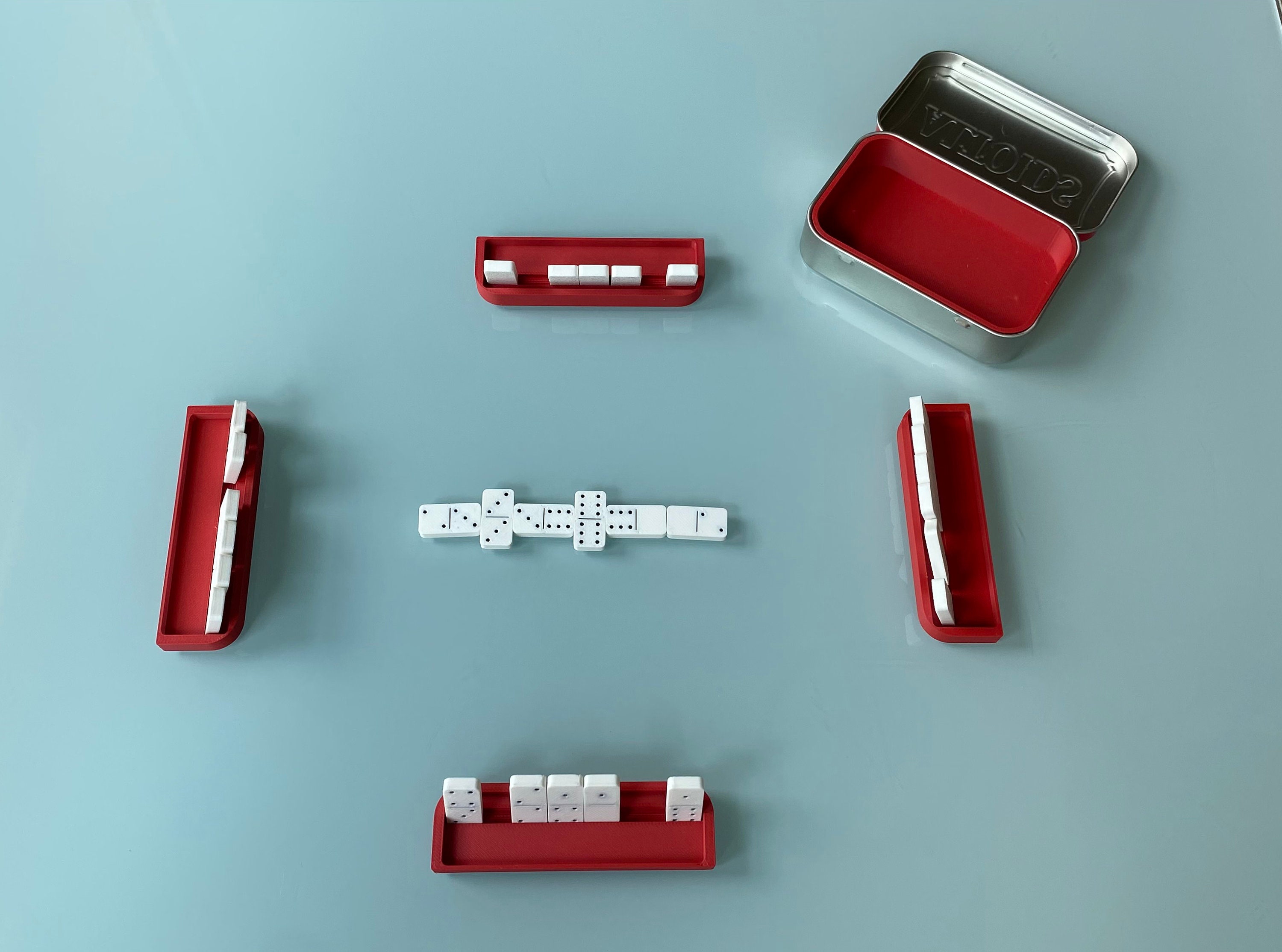 Travel Dominoes in Altoids Tin - Mini Domino Double Six With Tile Racks ...