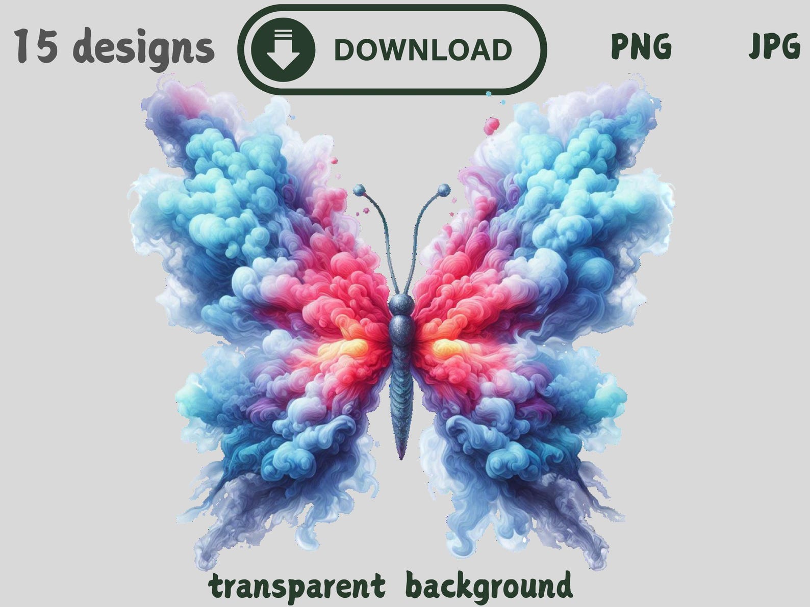 Smoke Butterfly Clipart, 15 High Quality Fantasy Smoke Butterfly ...