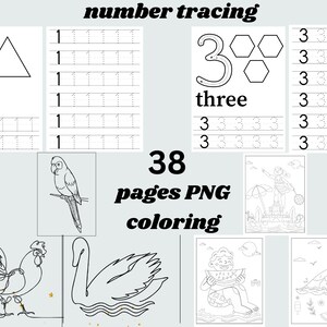 Number Tracing and Coloring Set Printable Handwriting and Coloring ...