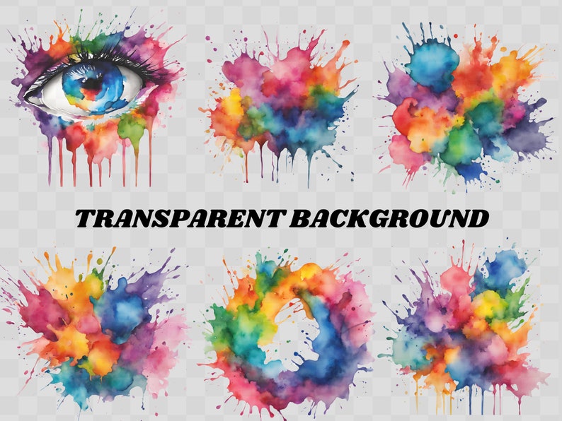 30 Watercolor Splatter Clipart PNG, Paint Splatter Clipart, Abstract ...