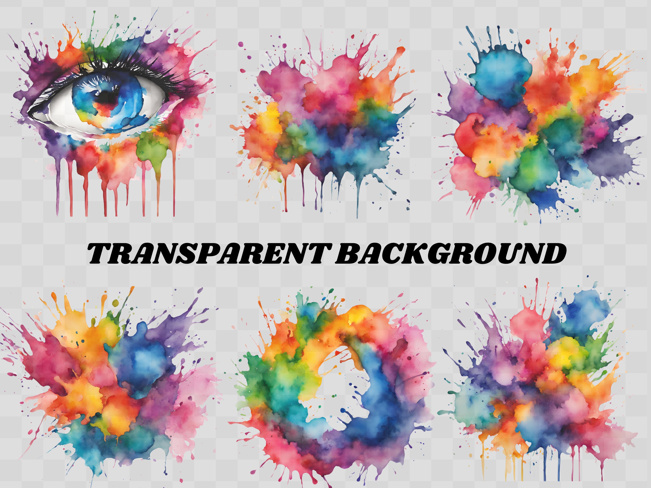 30 Watercolor Splatter Clipart PNG, Paint Splatter Clipart, Abstract ...