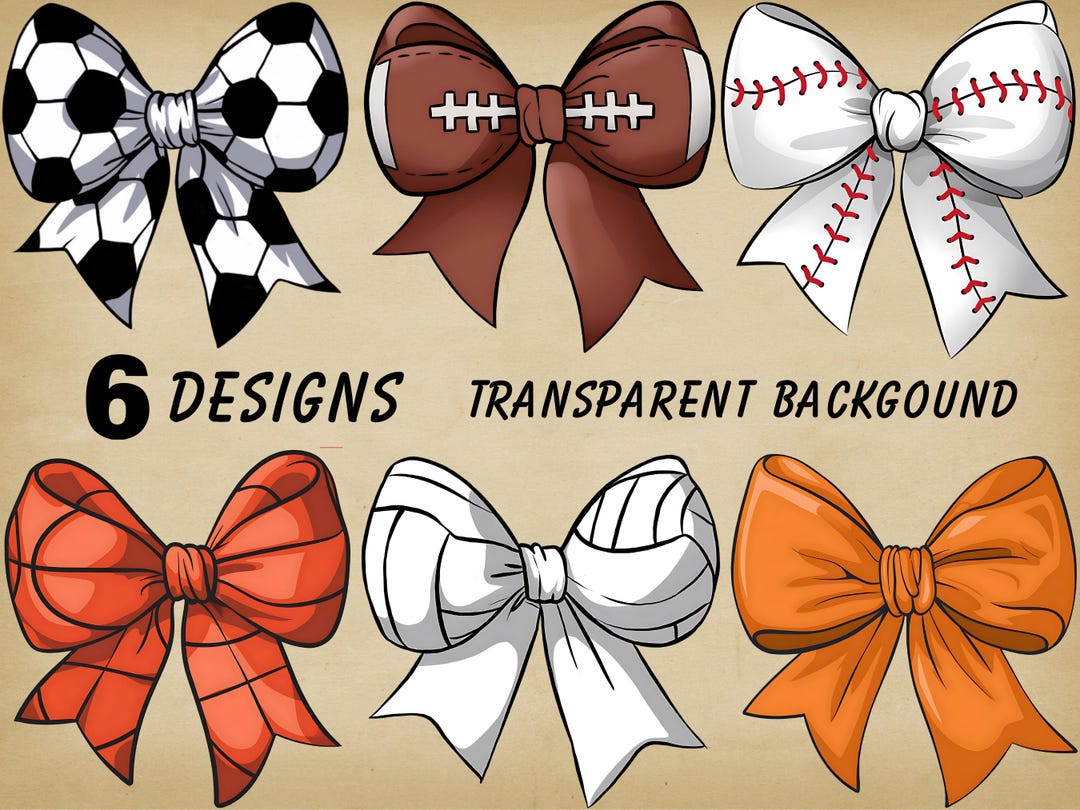 Sports Bows PNG Set, PNG Design Set of Sports Bows Coquette, Soccer ...