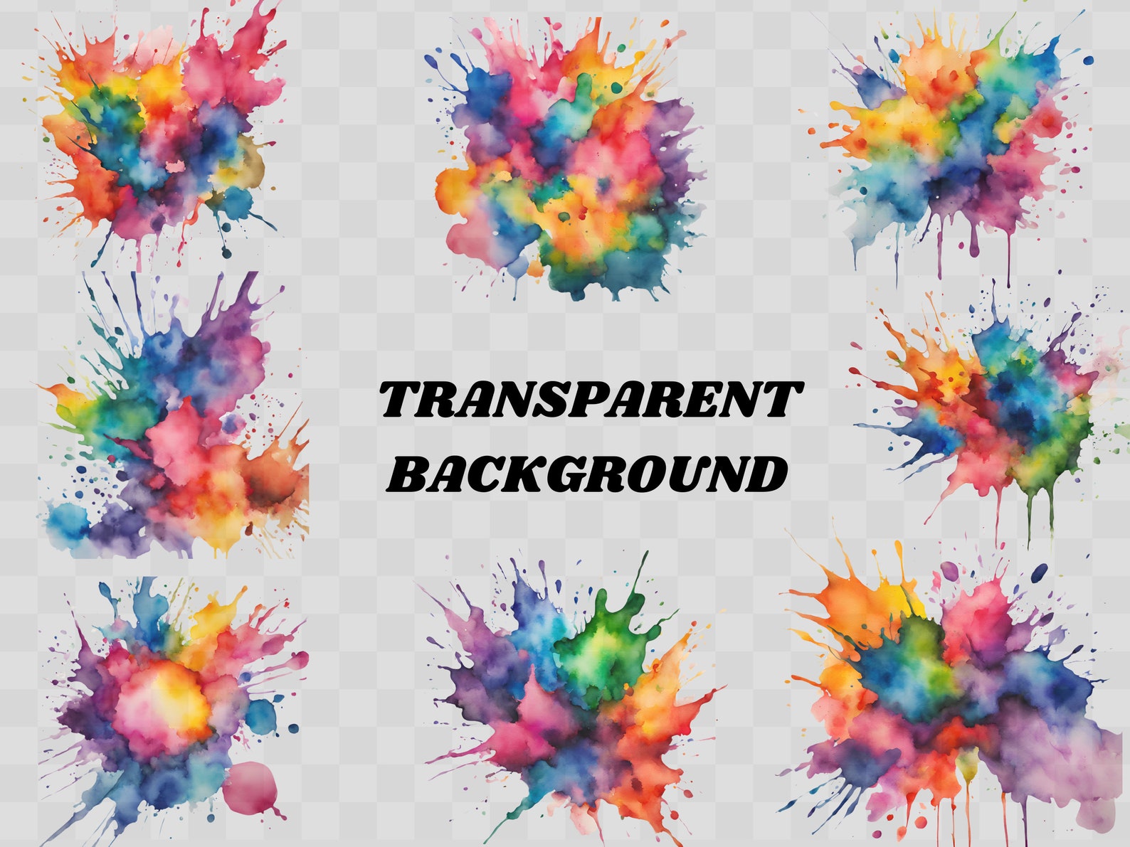 30 Watercolor Splatter Clipart PNG, Paint Splatter Clipart, Abstract ...