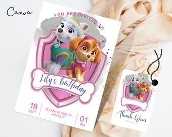 Paw Patrol Skye Birthday Invitation Edit - Etsy UK