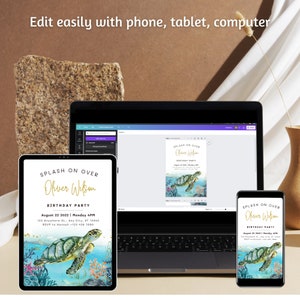 Turtle Party Invitation, Turtle Birthday, Turtle Invitation Template ...