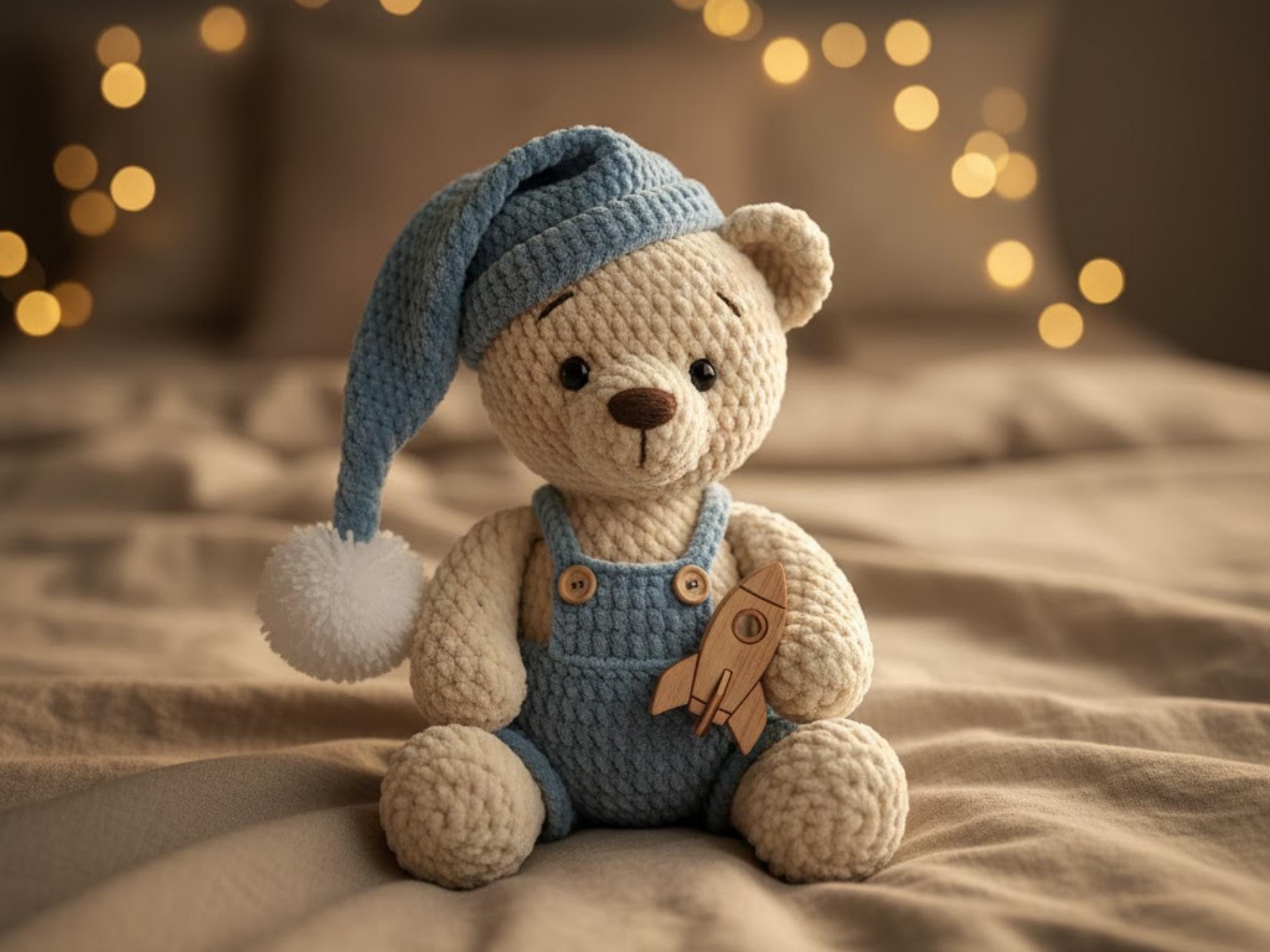Sleepy Amigurumi Teddy Beer, Velvet Plush Toy Tutorial, Overalls ...
