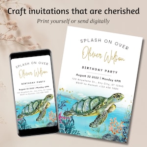 Turtle Party Invitation, Turtle Birthday, Turtle Invitation Template ...