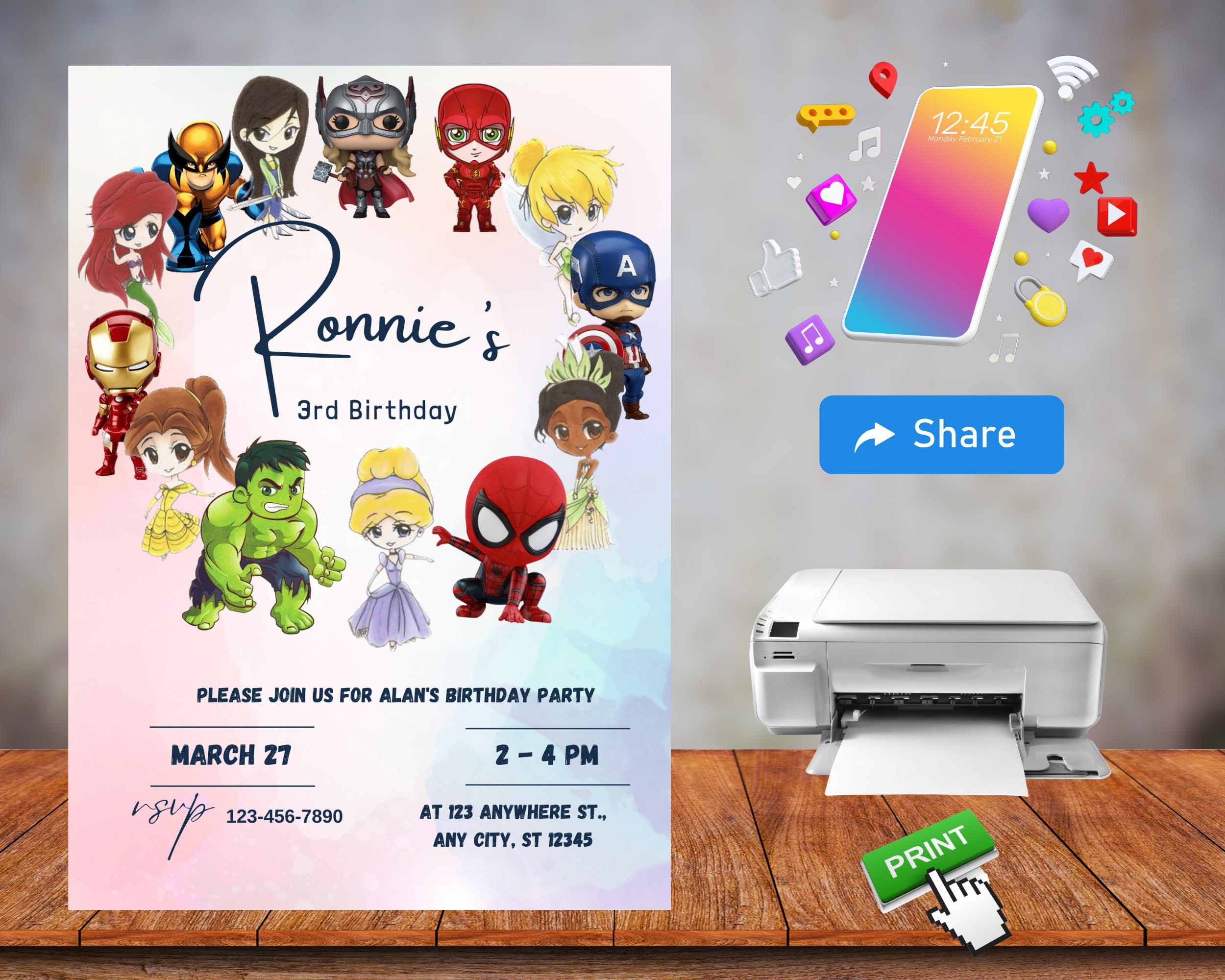 Editable Superhero Birthday Invitation Template Printable - Etsy