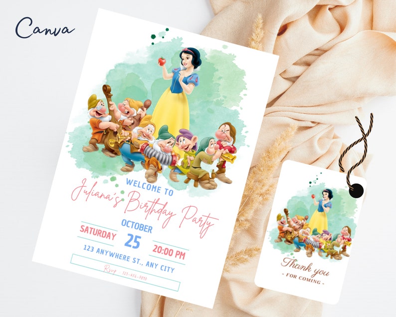 Editable Snow White Birthday Invitation Template Printable - Etsy