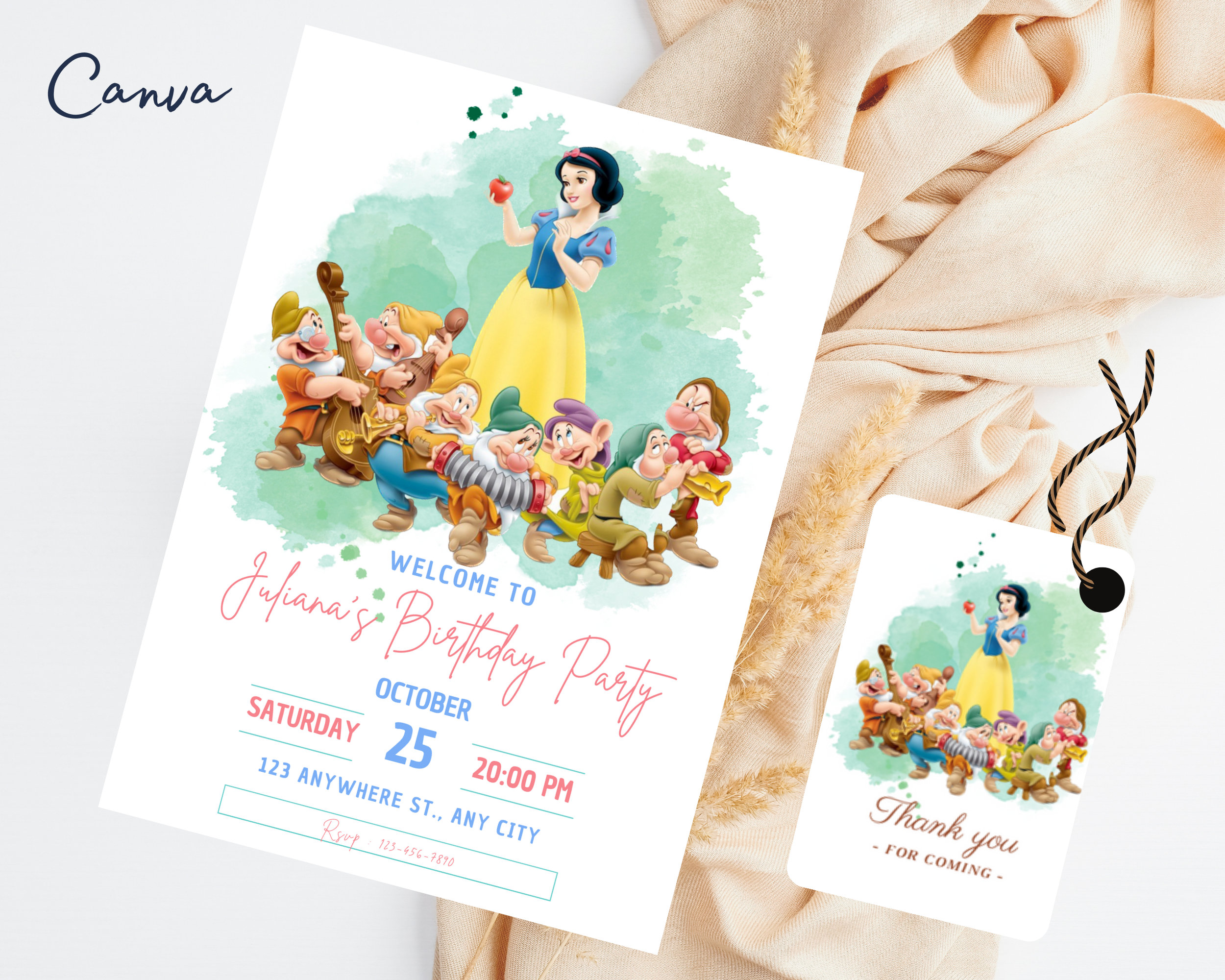Editable Snow White Birthday Invitation Template Printable - Etsy Australia