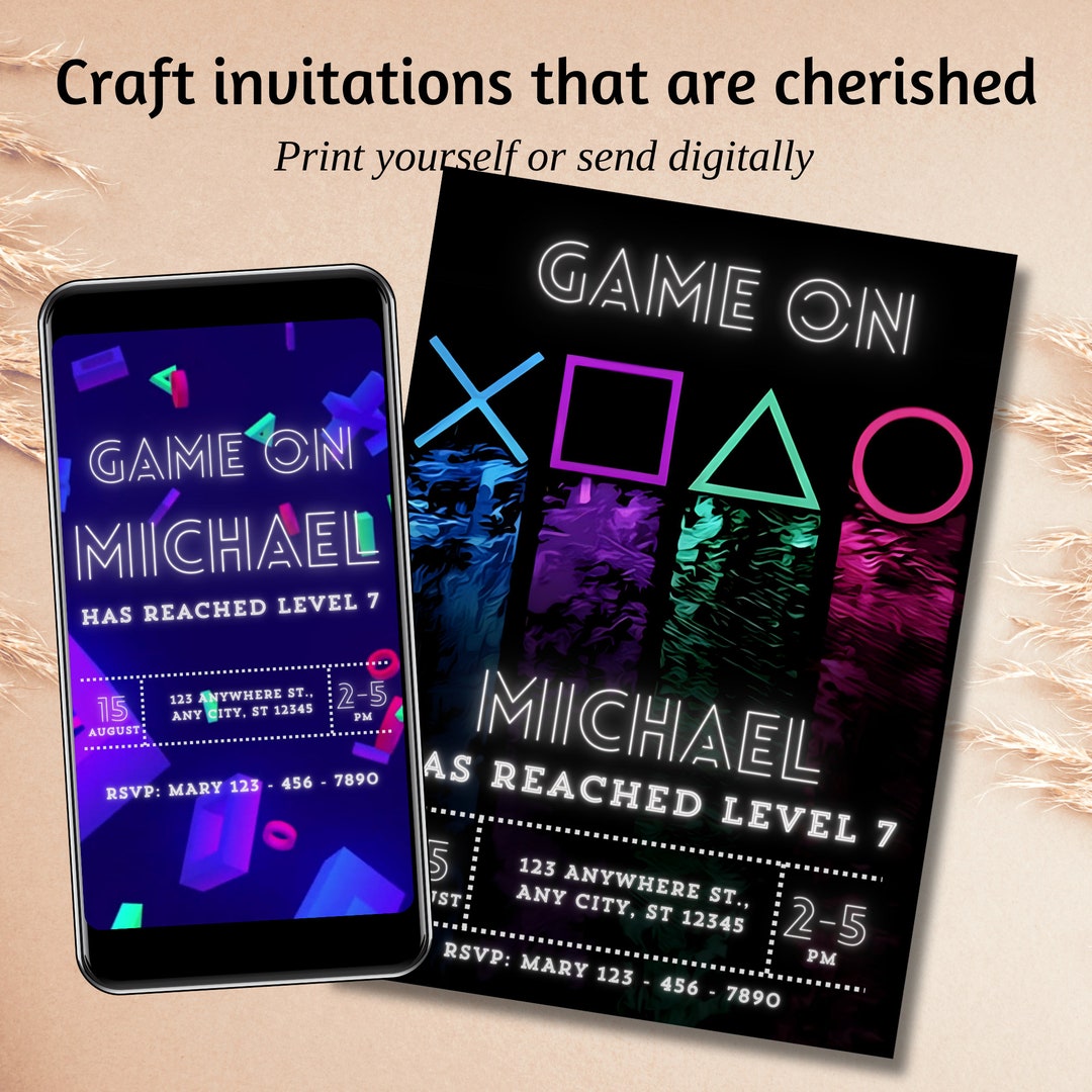 Video Game Party Invitation, Editable Printable Gamer Birthday Invite ...