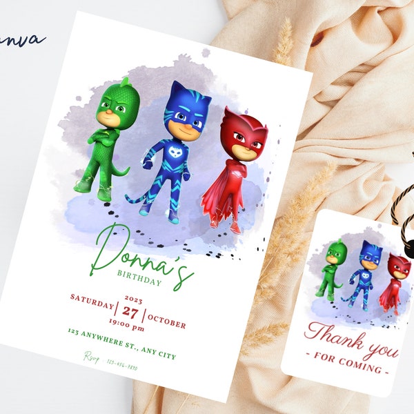 Pj Masks Invitation - Etsy