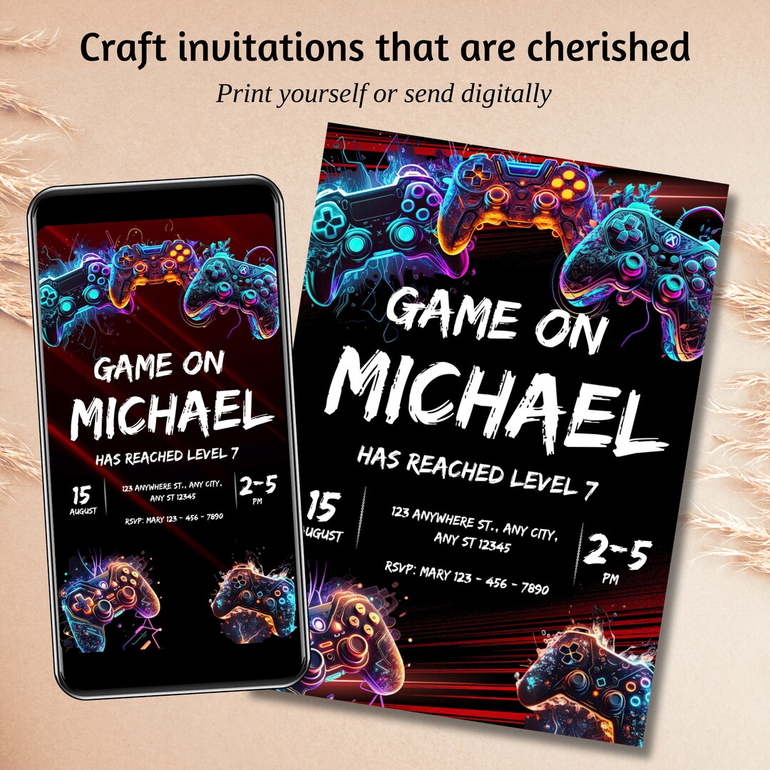 Gamer Birthday Invitation, Editable and Printable Gamer Birthday Invite ...