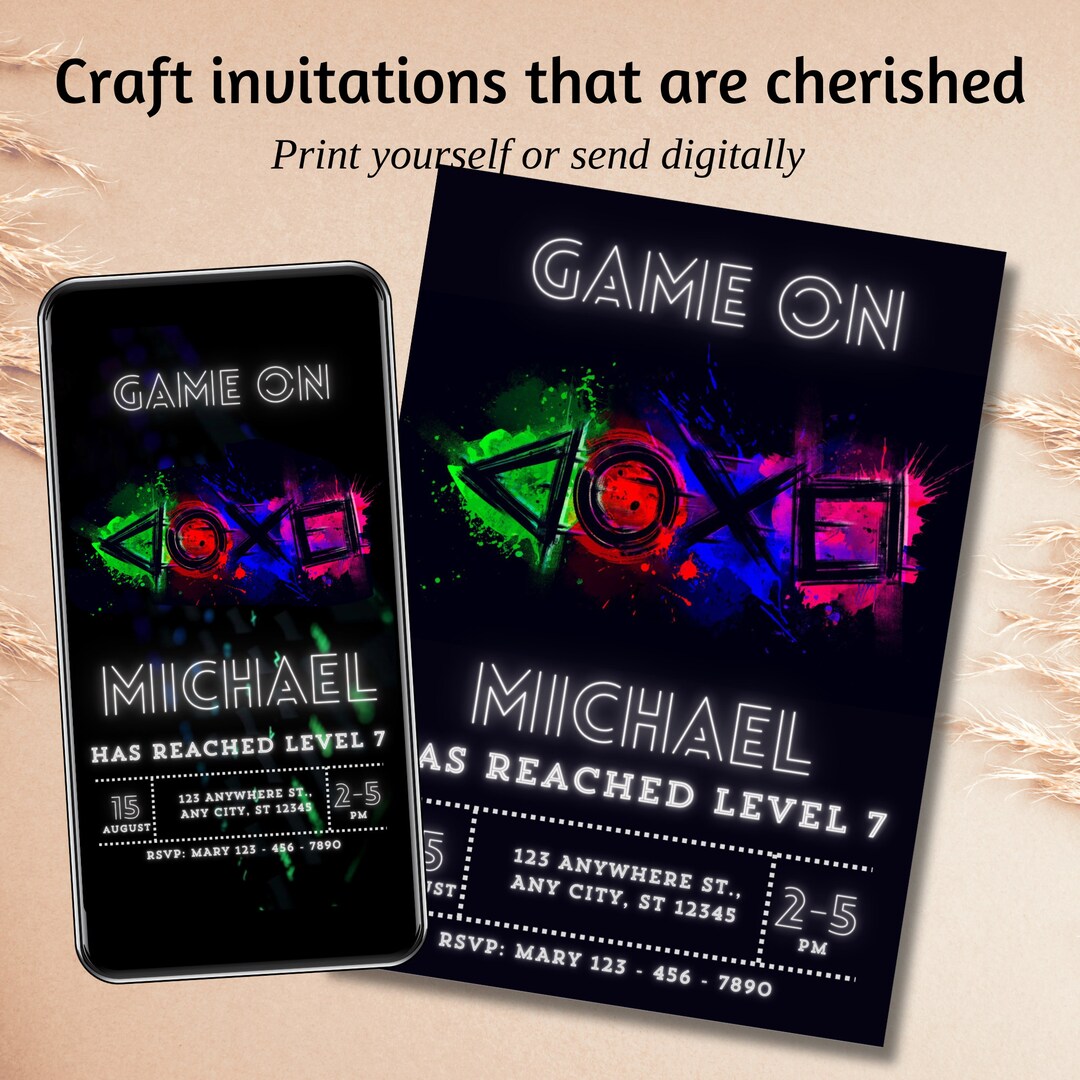 Video Game Party Invitation, Editable Printable Gamer Birthday Invite ...