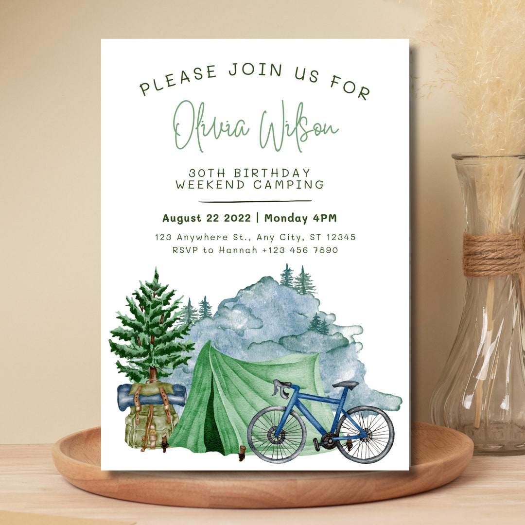 Camping Itinerary and Invite -editable Camping Birthday Party ...
