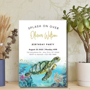 Turtle Party Invitation, Turtle Birthday, Turtle Invitation Template ...