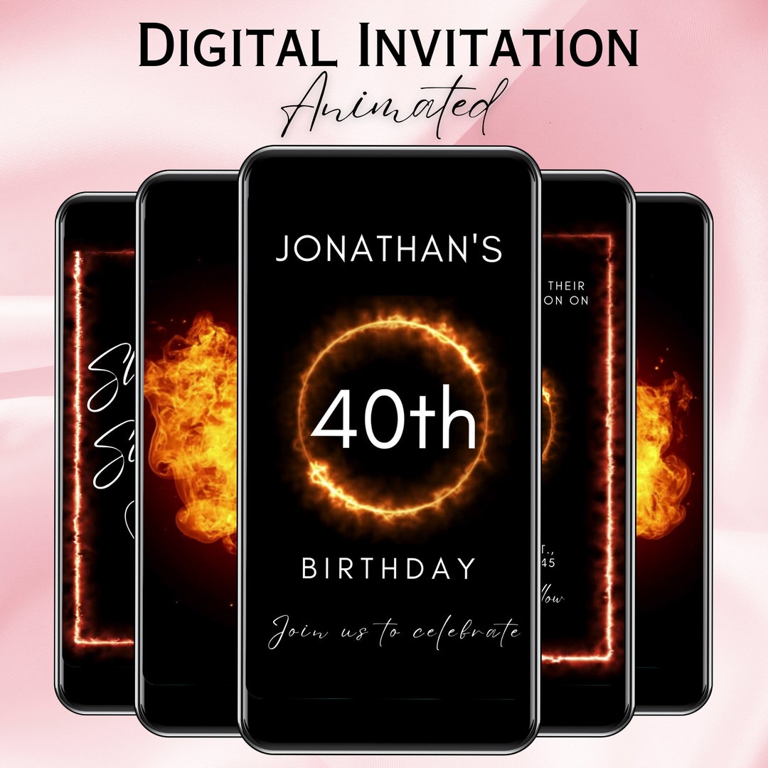 Fire Themed Digital Birthday Weekend Invitation, Animated Birthday ...